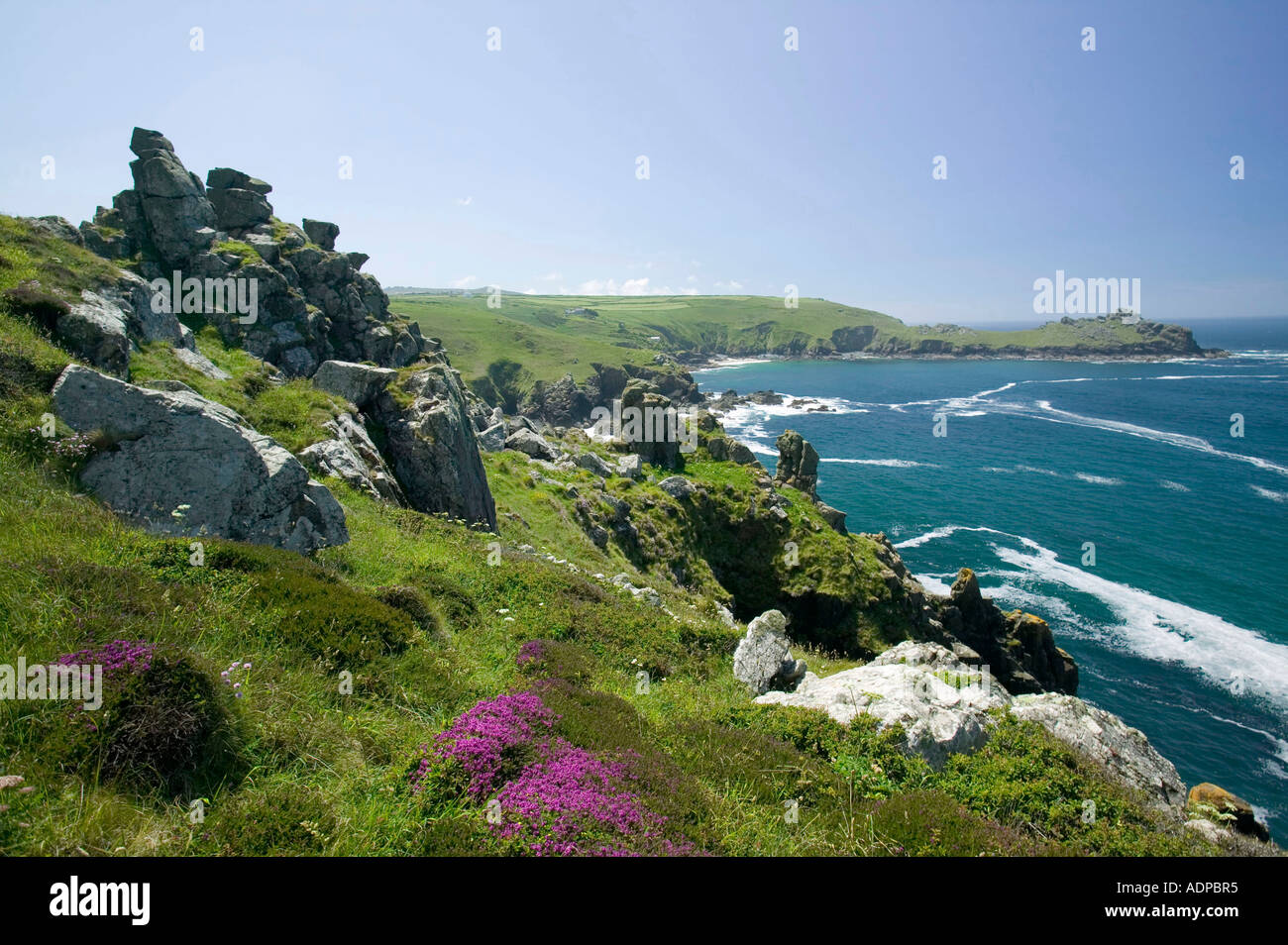 coastal scenery on the south west coast path near Zennor, cornwall, UK ...