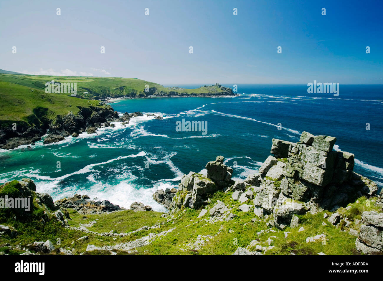 coastal scenery on the south west coast path near Zennor, cornwall, UK ...