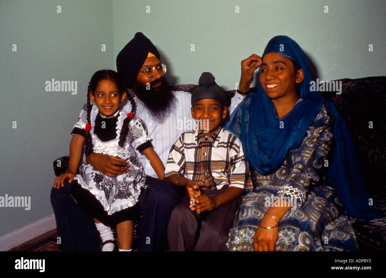 Sikh Family Daughter Aged 5 Son Aged 7 Stock Photo - Alamy