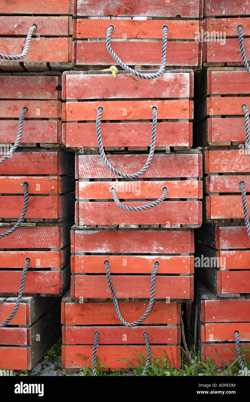 antique lobster fishing boxes piled, Nova Scotia, Canada. Photo by ...