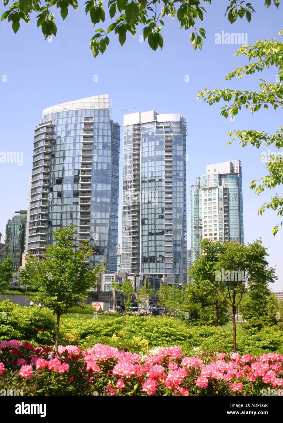 High-rise buildings and parks in beautiful downtown Vancouver, British ...