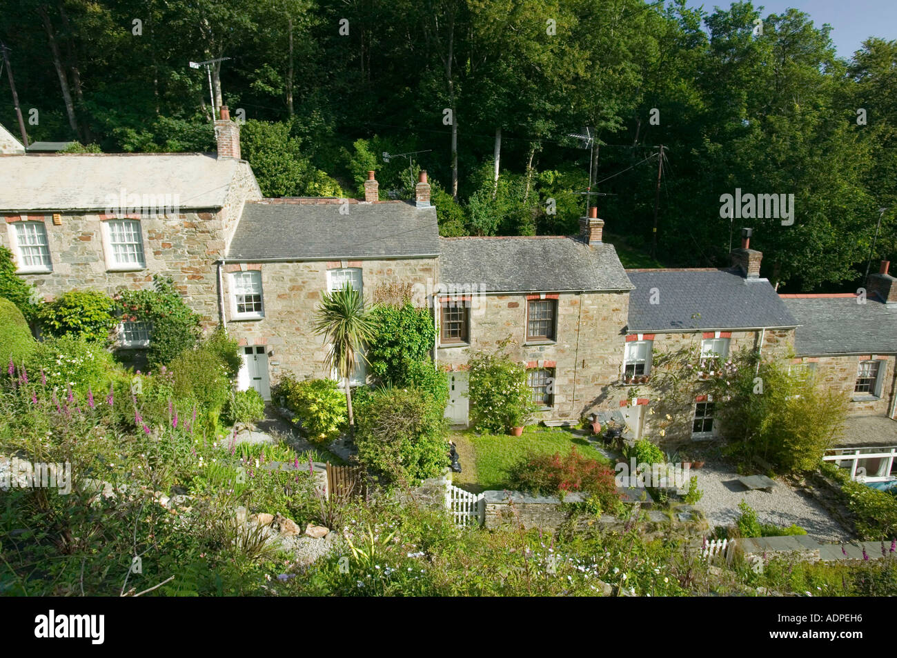 Stippy Stappy, a steep row of old Cornish tin miners cottages, St Agnes ...
