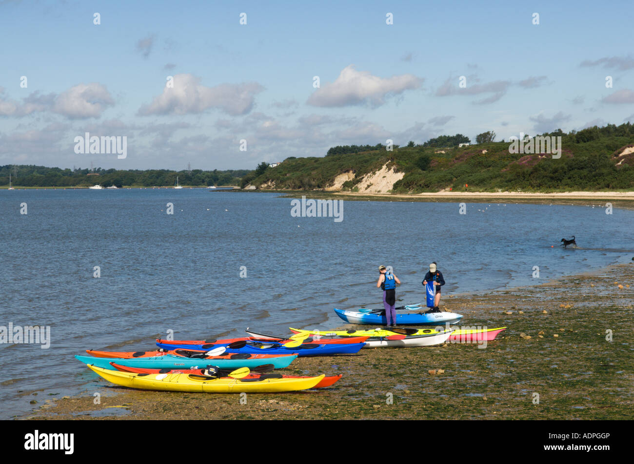 Sea kayaks on a beach Stock Photo - Alamy