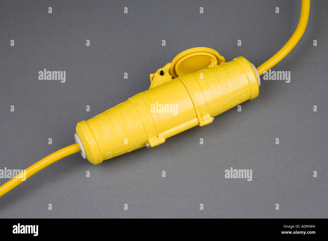 industrial 110 volt electrical plug and socket joined Stock Photo - Alamy