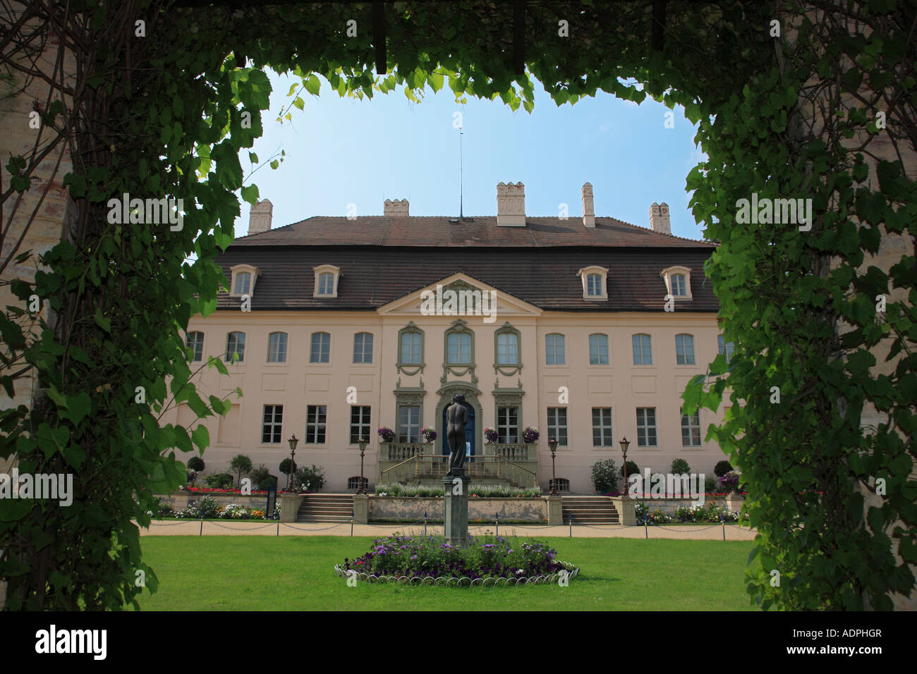 View from pergola onto palace, Chateau Park Branitz, Cottbus, Germany ...