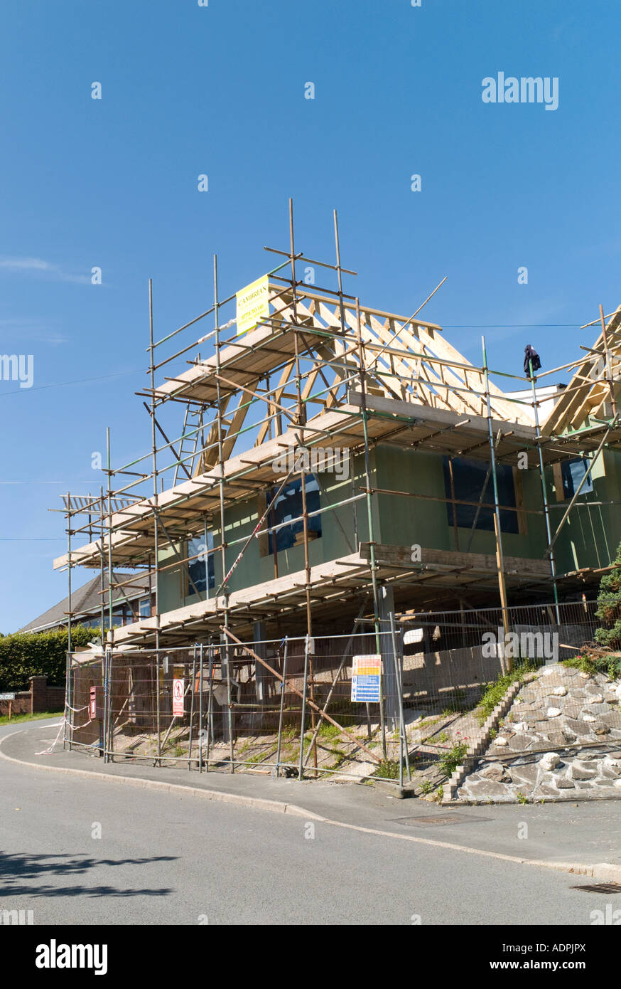 New home being built in rural wales; wooden frame construction Stock ...
