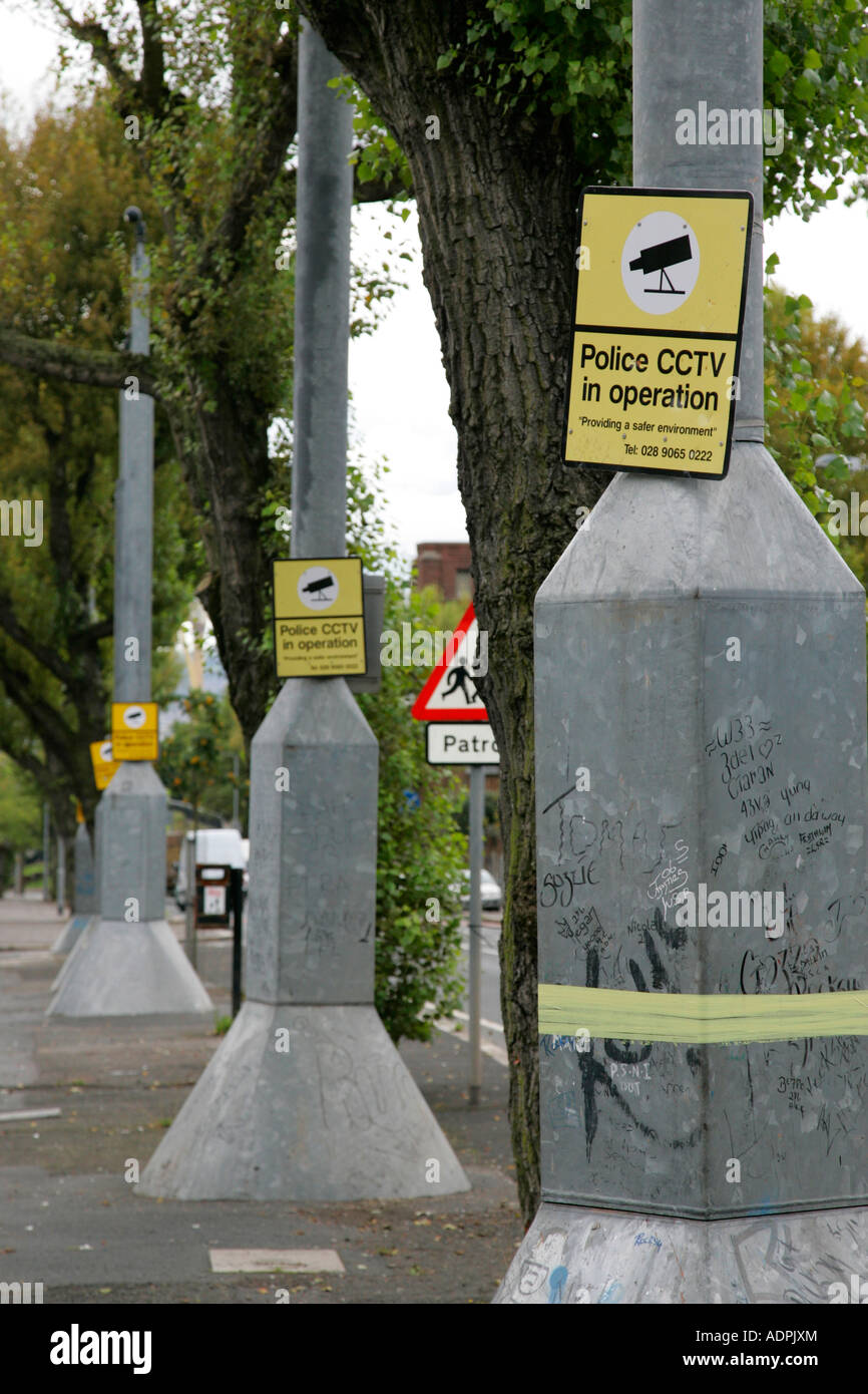 row of police psni CCTV surveillance cameras lining interface area in ...