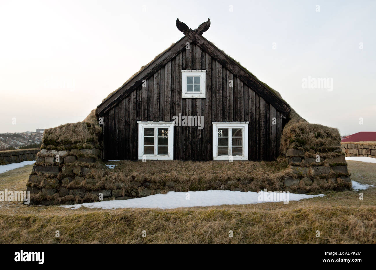 Arbaer, old turf house in Reykjavik, Iceland Stock Photo - Alamy