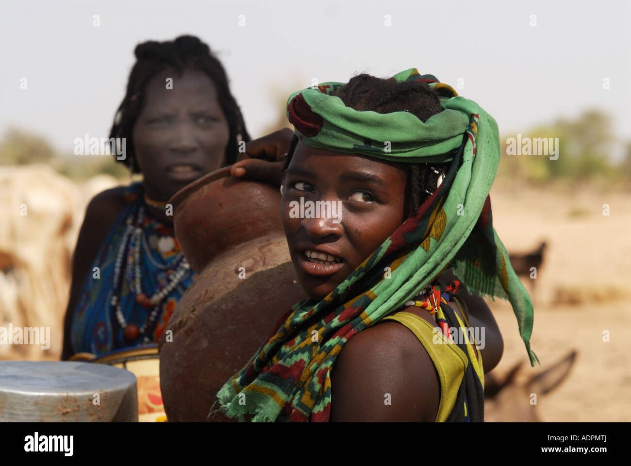Africa.Chad. Village near Hadjer Habib ,local waterpoint with women ...