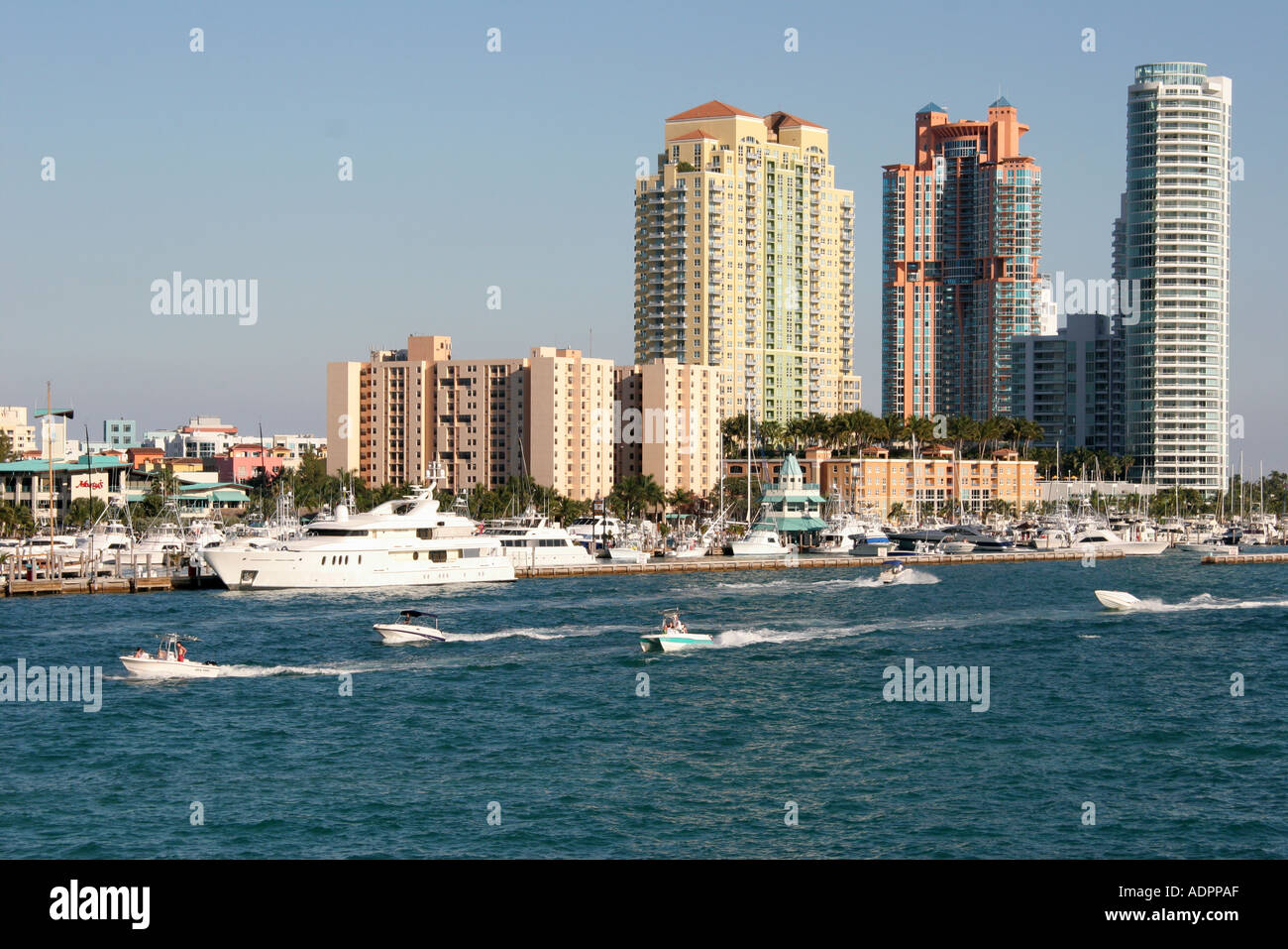 Miami Beach Florida,South Pointe SoFi,Point,Biscayne Bay water,high ...