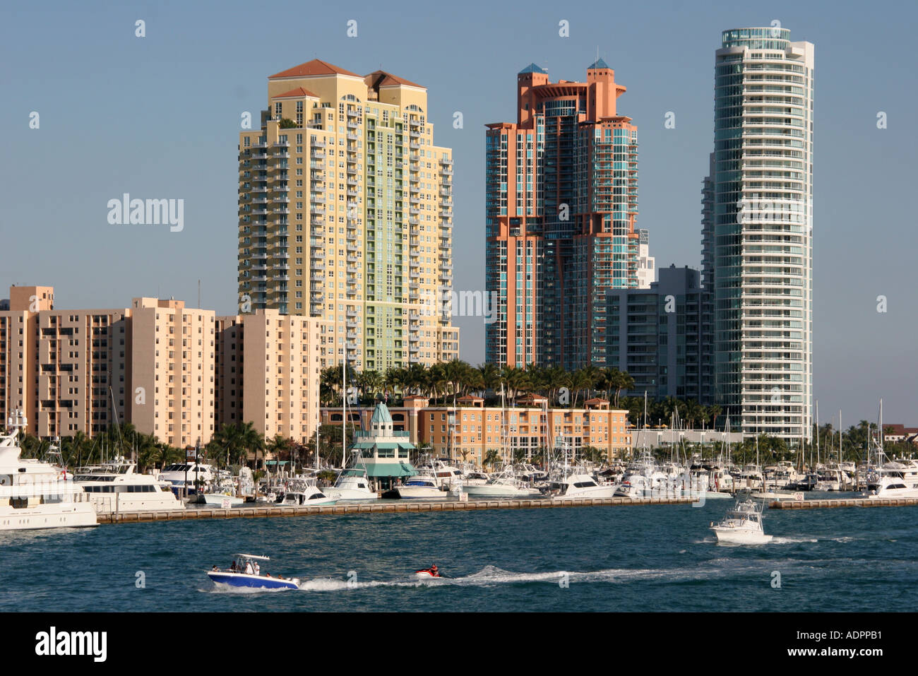 Miami Beach Florida,South Pointe SoFi,Point,Biscayne Bay water,high ...