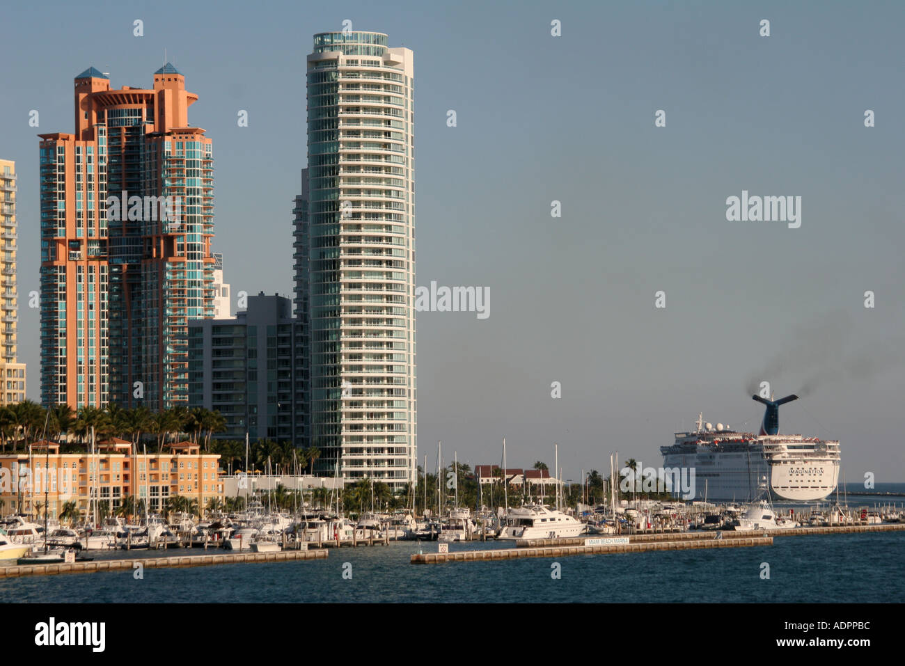 Miami Beach Florida,South Pointe SoFi,Point,Biscayne Bay water,high ...