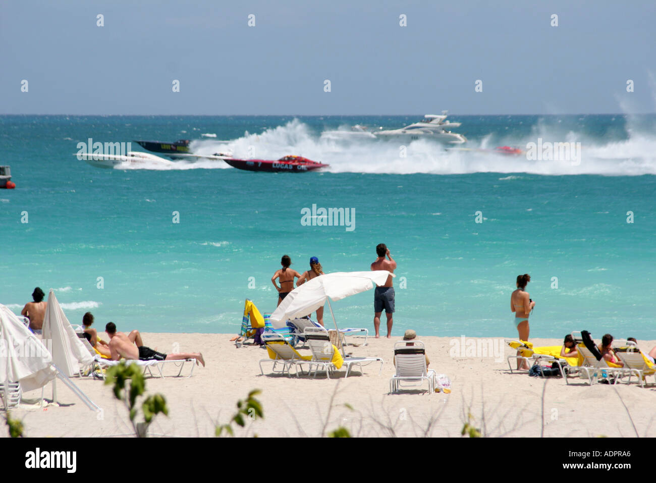 Miami Beach Florida,Atlantic shore,ocean boat race,sunbather,sunbathing ...