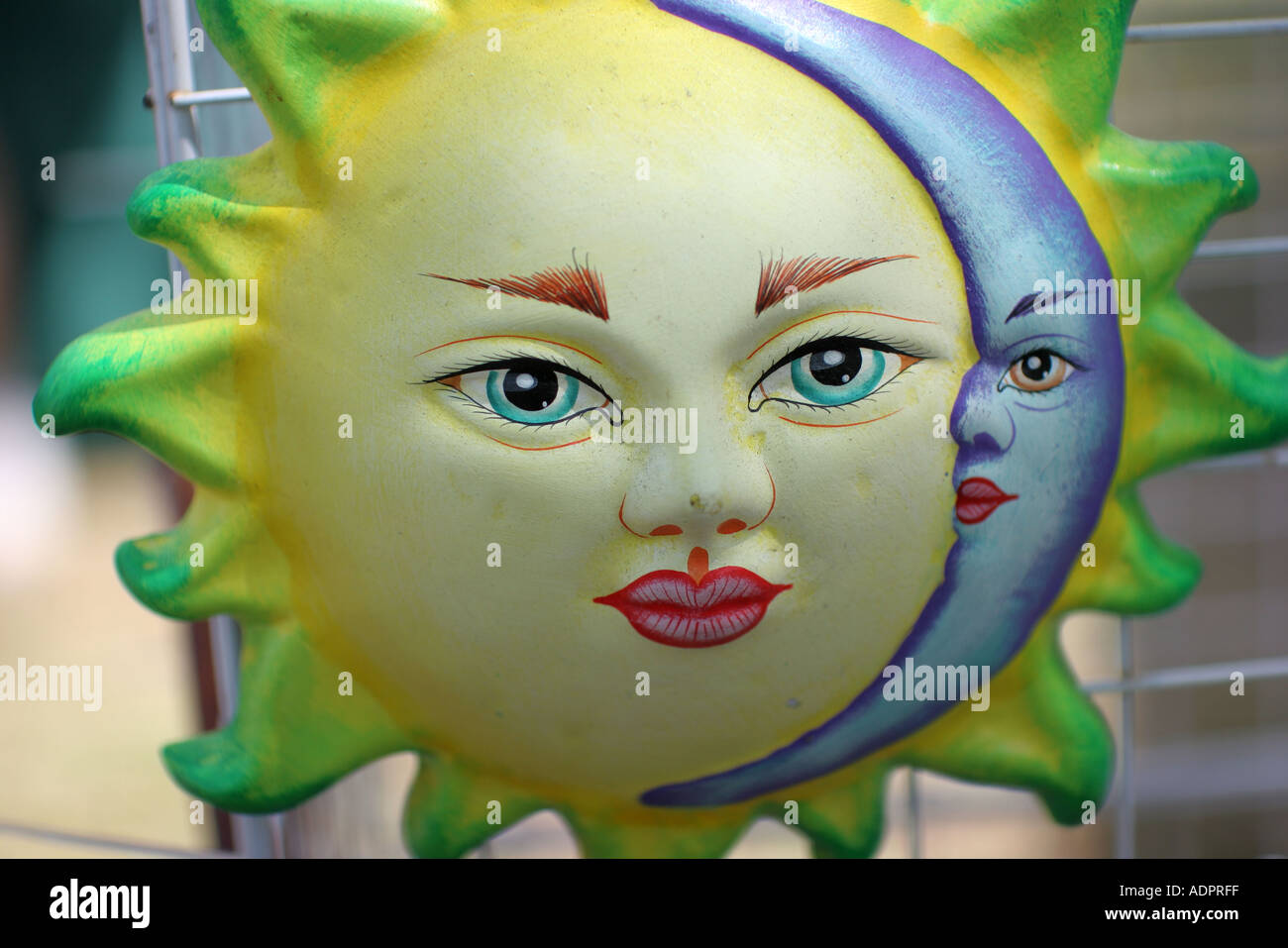 Florida, sun, crescent moon, ceramic, face, symbol, for sale, arts and ...