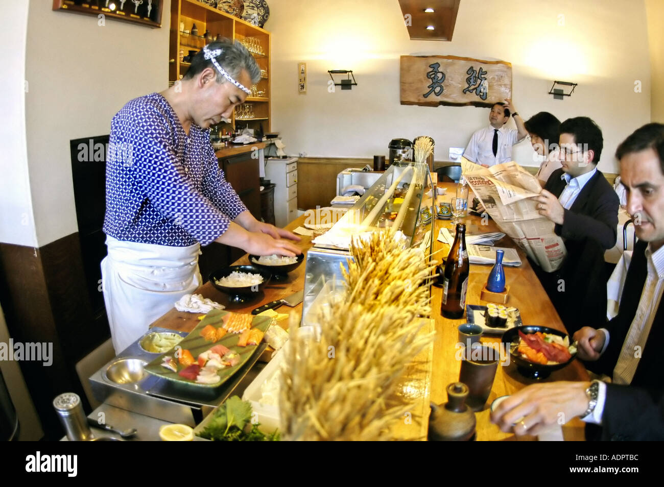 PARIS France, Group Interior Modern Japanese Restaurant "Sushi Chef ...