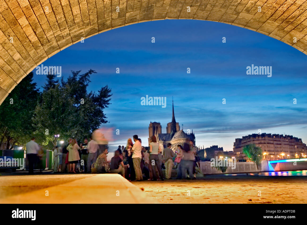 Paris France, View, French Monuments "Notre Dame Cathedral" "Lit up" at ...