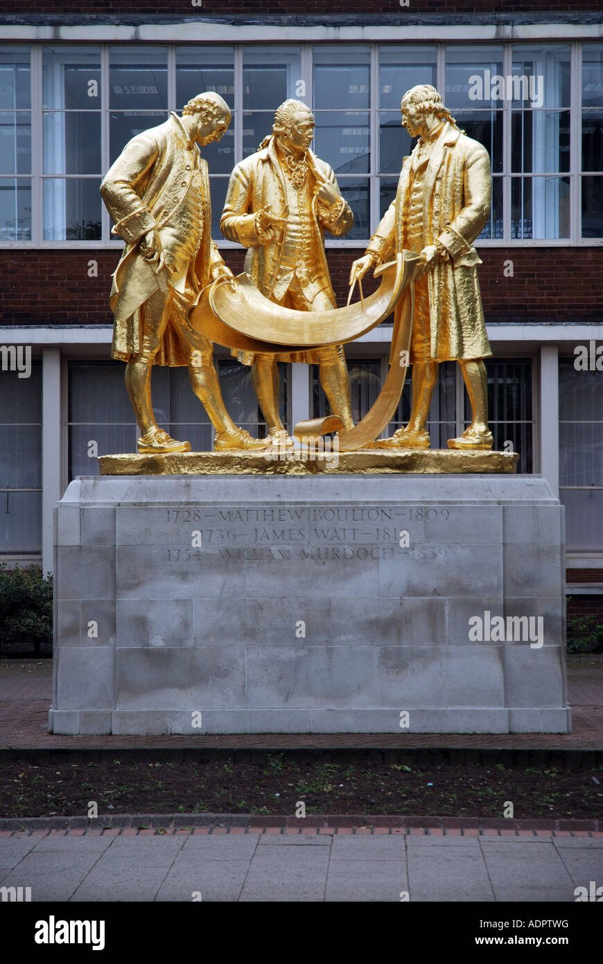 Statue of three famous men in the centre of Birmingham England, Matthew ...