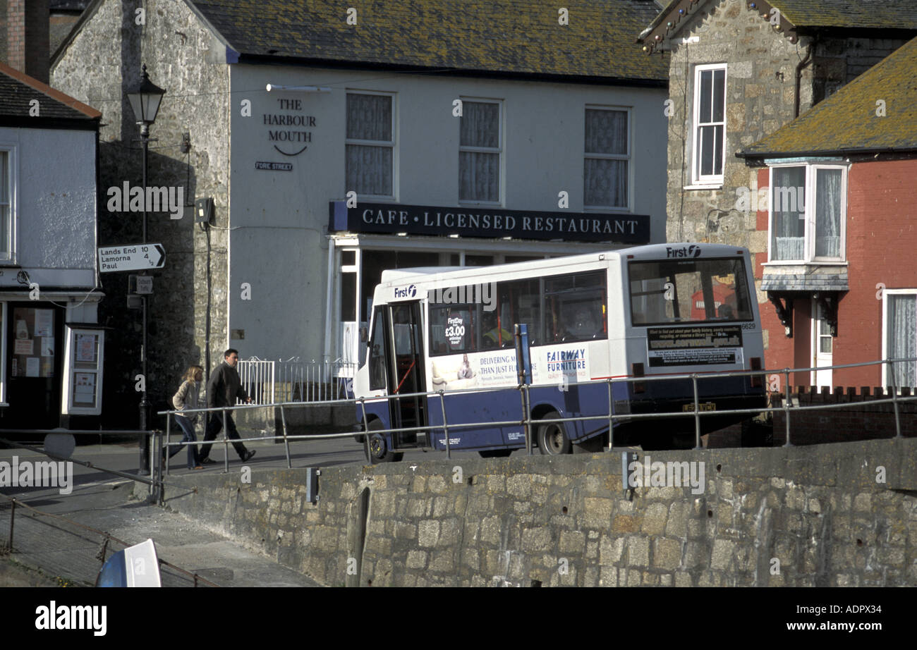 Village bus in Mousehole Cornwall England Stock Photo - Alamy