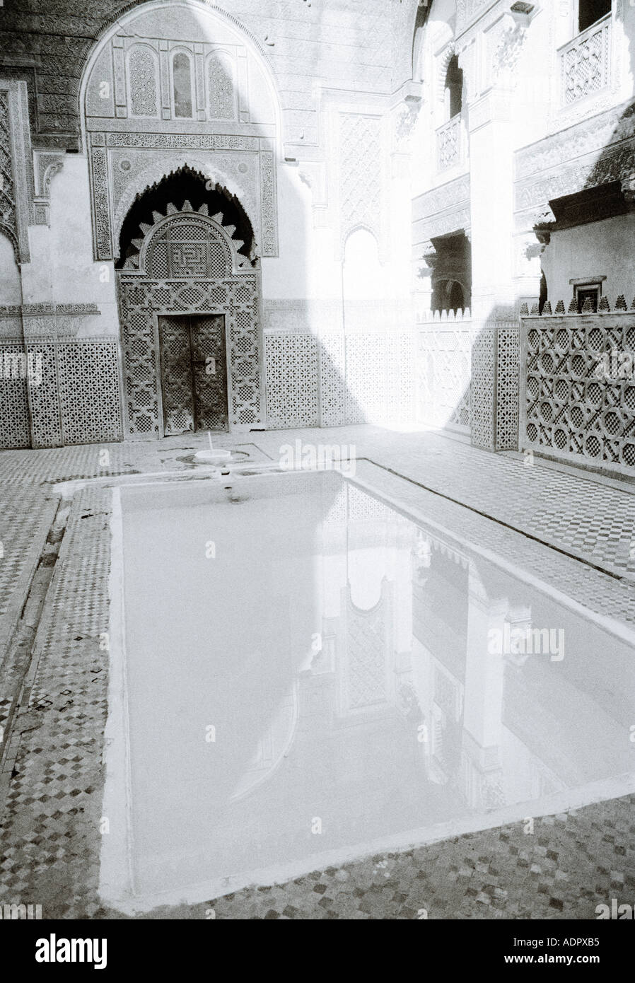 Ancient moorish Moroccan swimming pool in the medina souk of Fez el ...