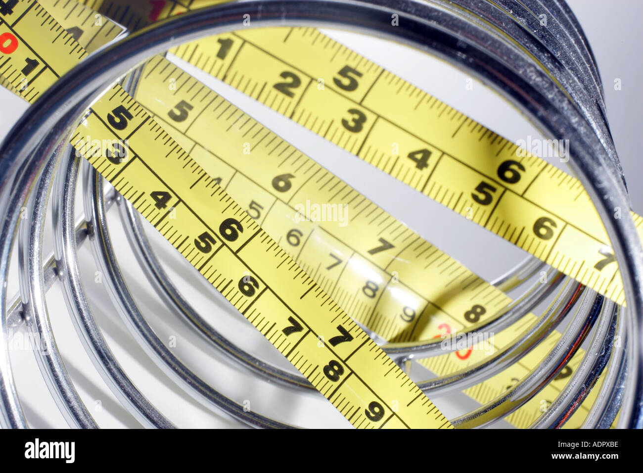 Tape measure, tape measures, yellow steel Stock Photo - Alamy