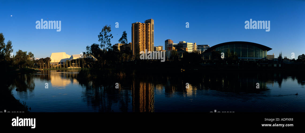 Australia South Australia Adelaide Moon sets above Torrens River by ...