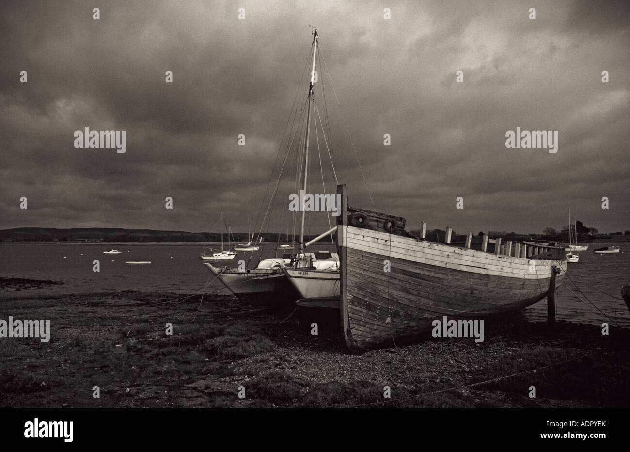 Monochrome coastal scene Stock Photo - Alamy
