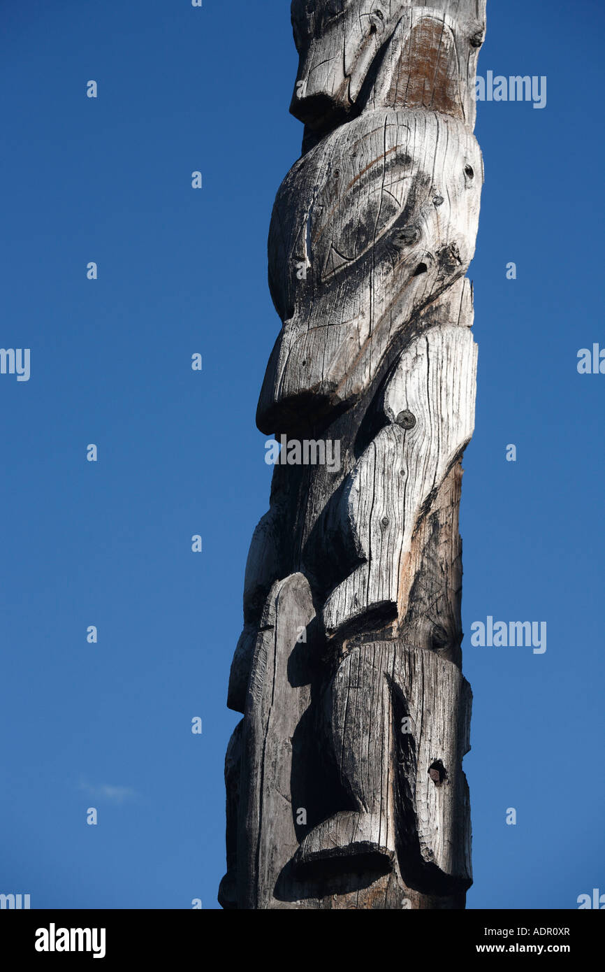 Totem pole detail at Kitwanga British Columbia Stock Photo - Alamy