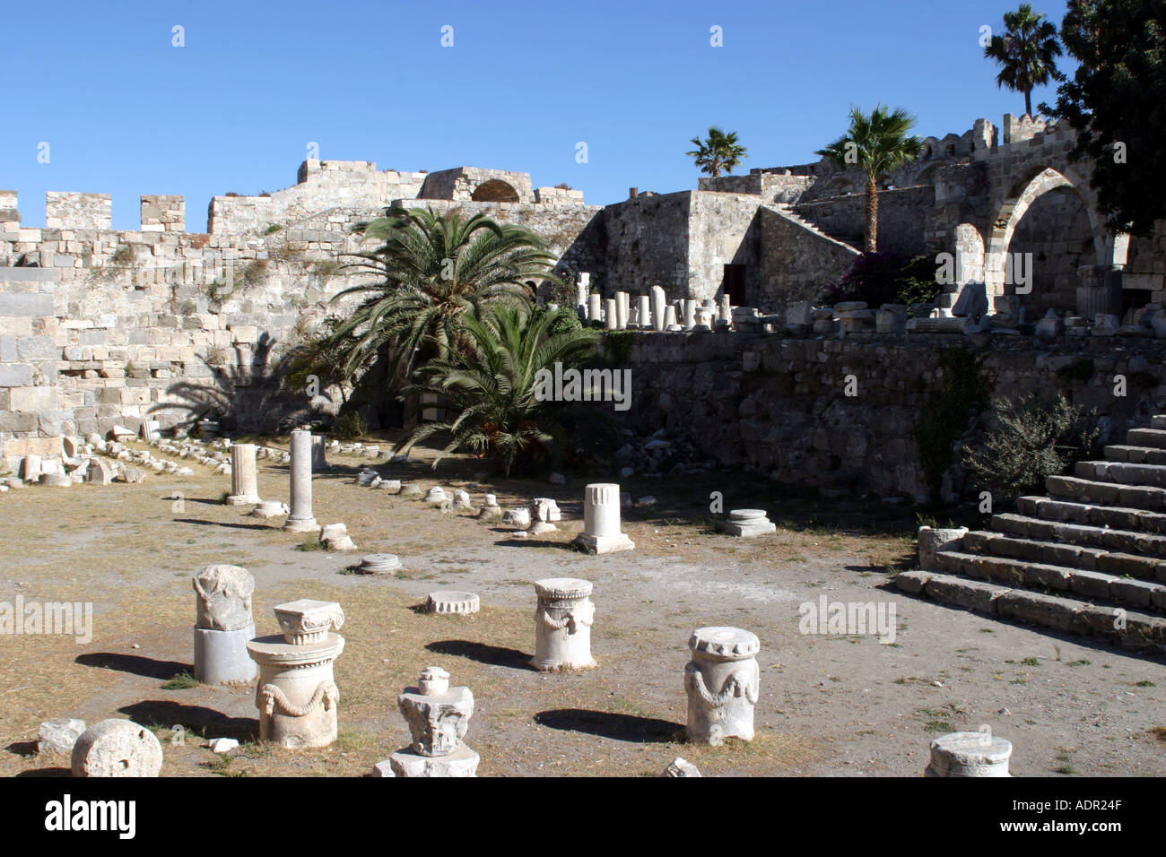 Kos Town ancient city ruins Kos old town anciemt Greek ruins Aegean ...