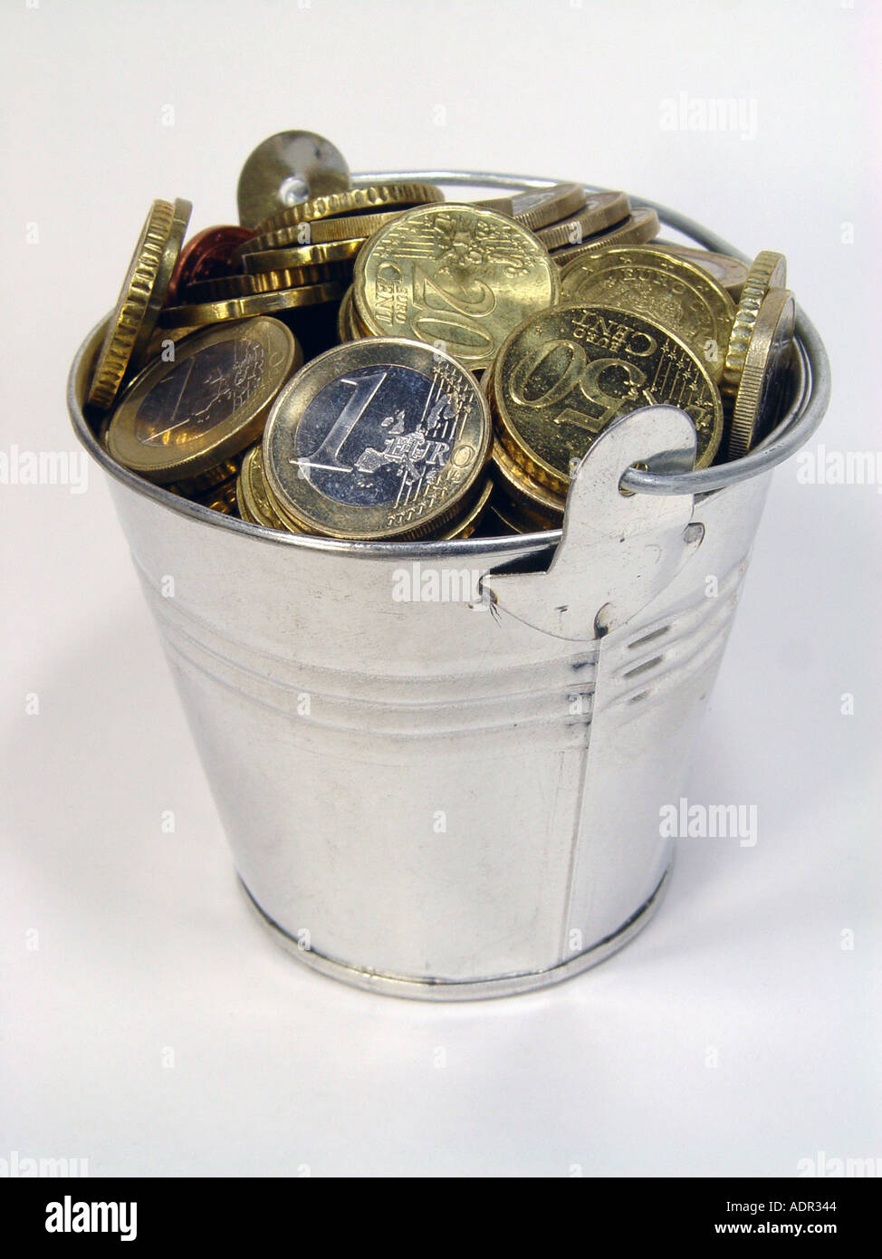 Bucket with euro coins as symbol for wealth money in large quantities ...