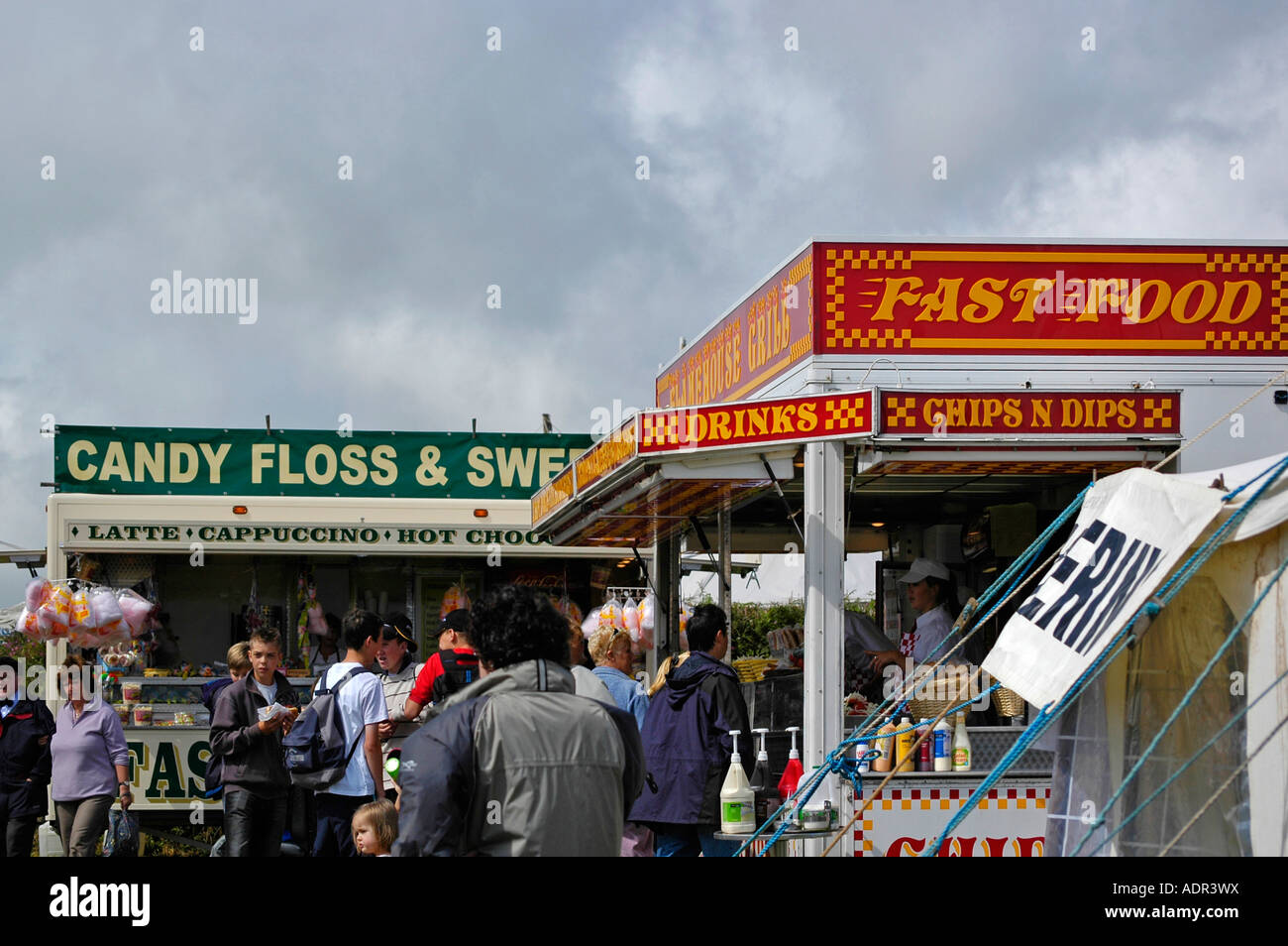 fast food stalls at a fairground Stock Photo - Alamy