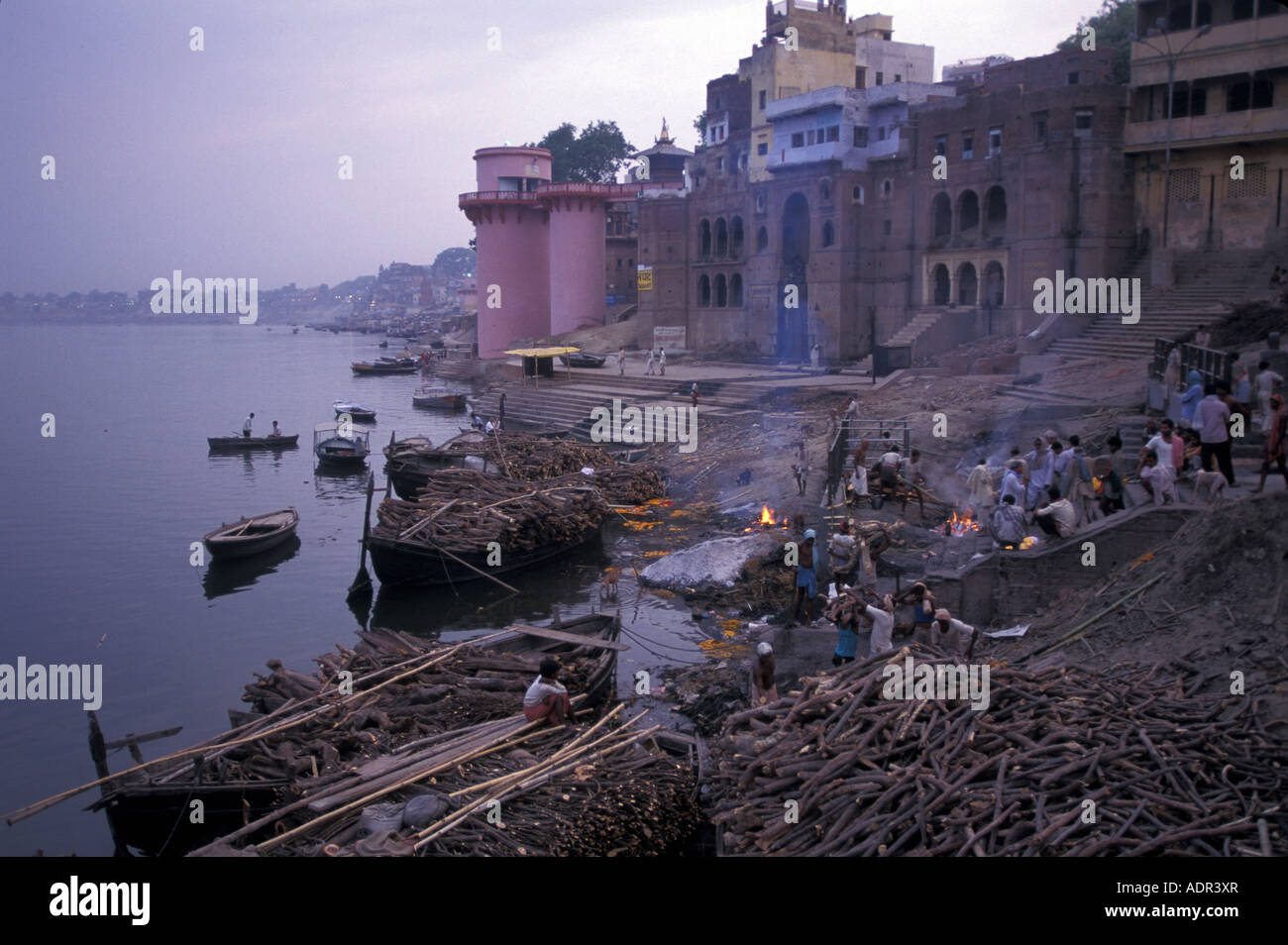 INDIA Uttar Pradesh Varanasi on the Ganges The Funeral Ghats where ...