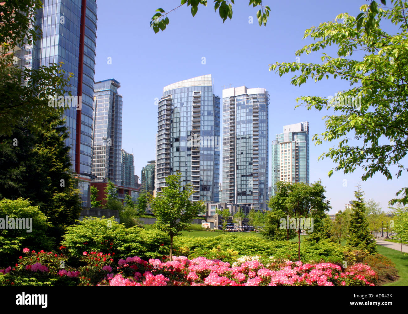 High-rise buildings and parks in beautiful downtown Vancouver, British ...