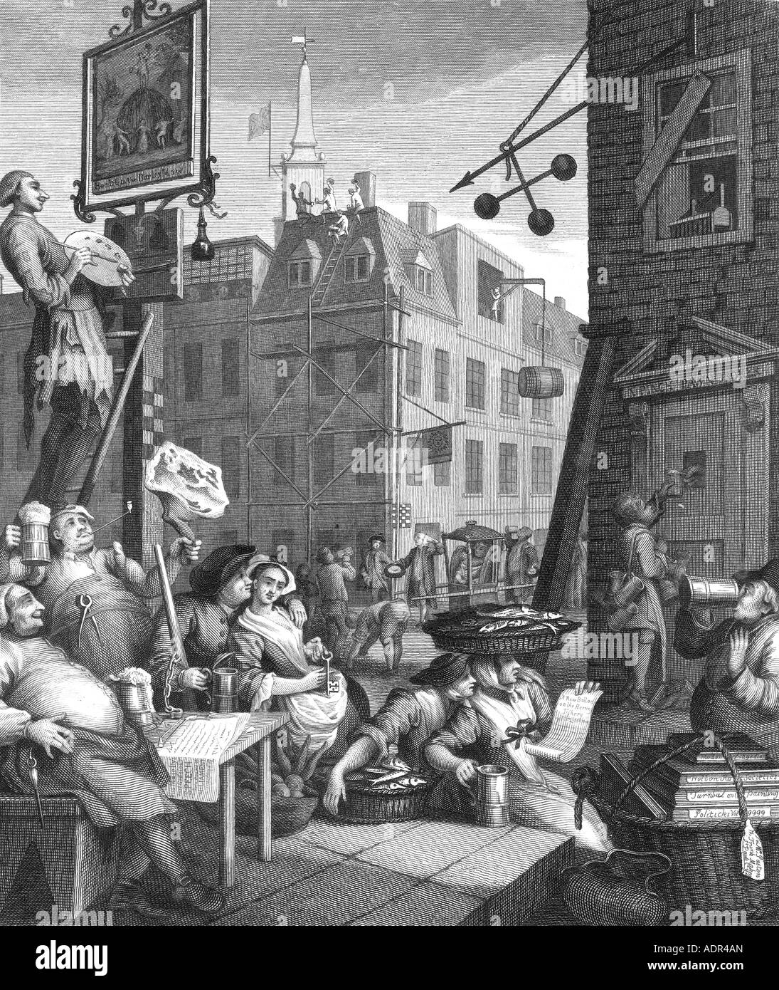 Beer Street. Engraving after Hogarth Stock Photo - Alamy
