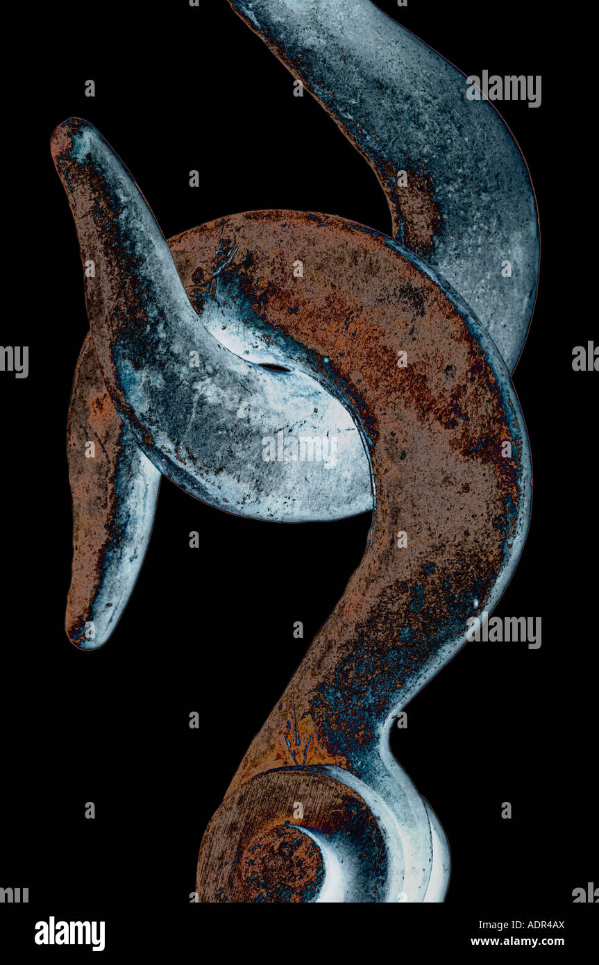 heavy duty steel hooks hanging from large construction crane Stock ...