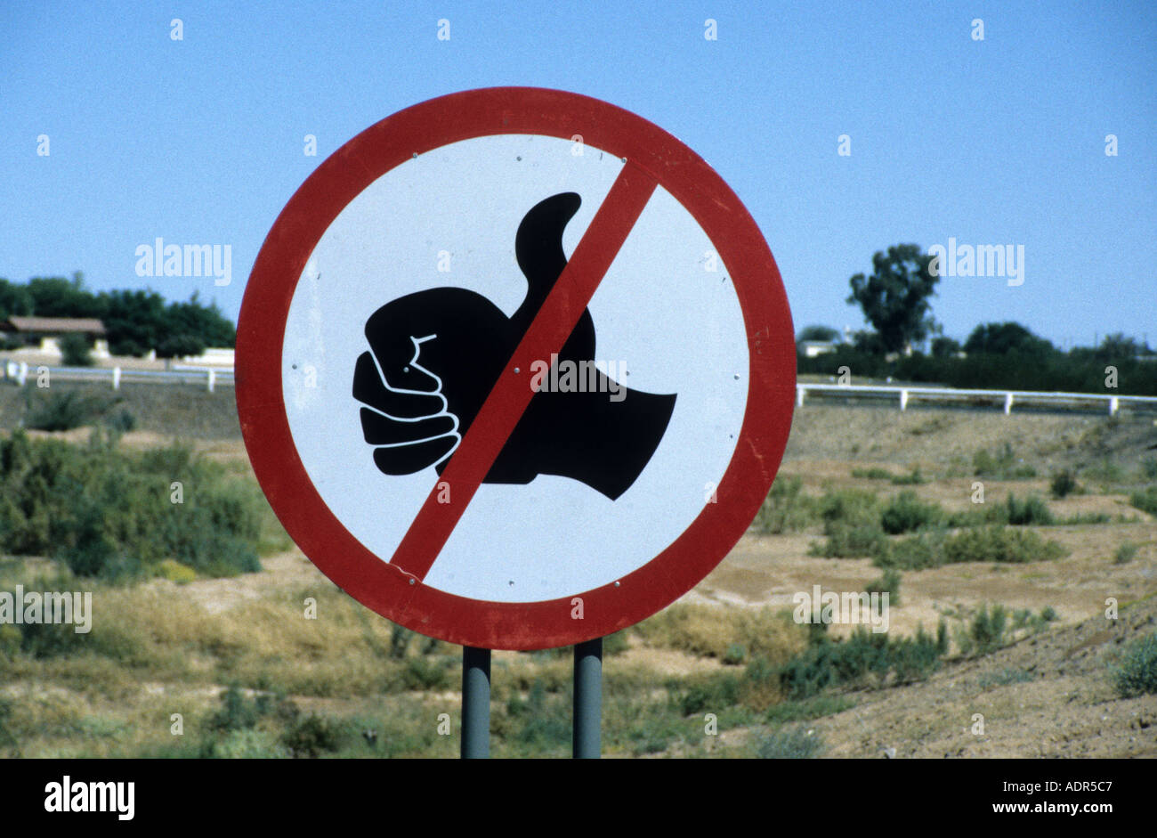 No Hitchiking sign Namibia Stock Photo - Alamy