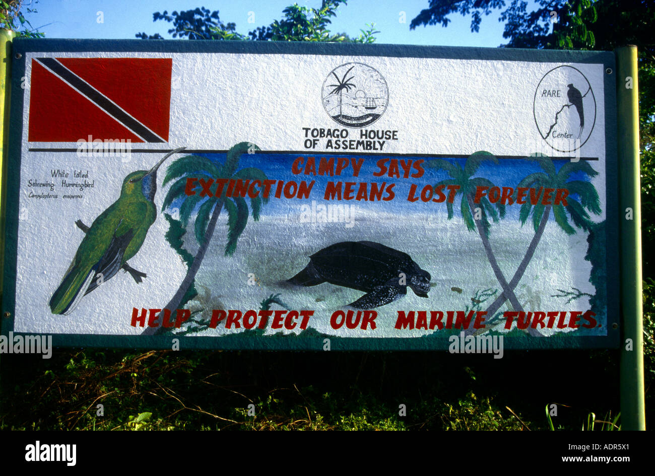 Plymouth Tobago Sign For The Protection Of Marine Turtles Stock Photo ...
