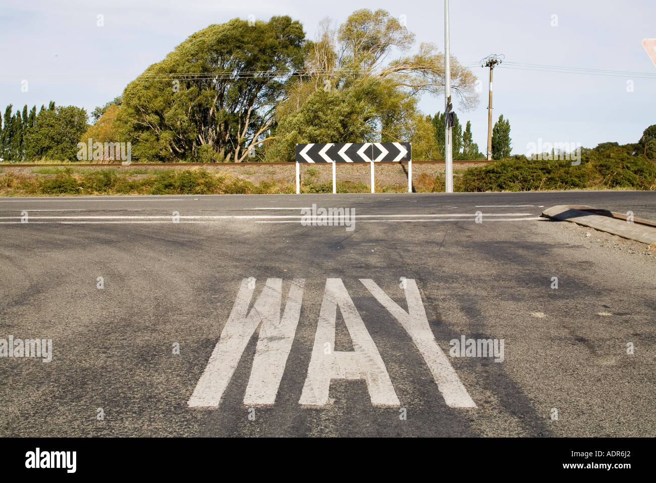 New Zealand South Island Blenheim Way road warning sign painted on ...