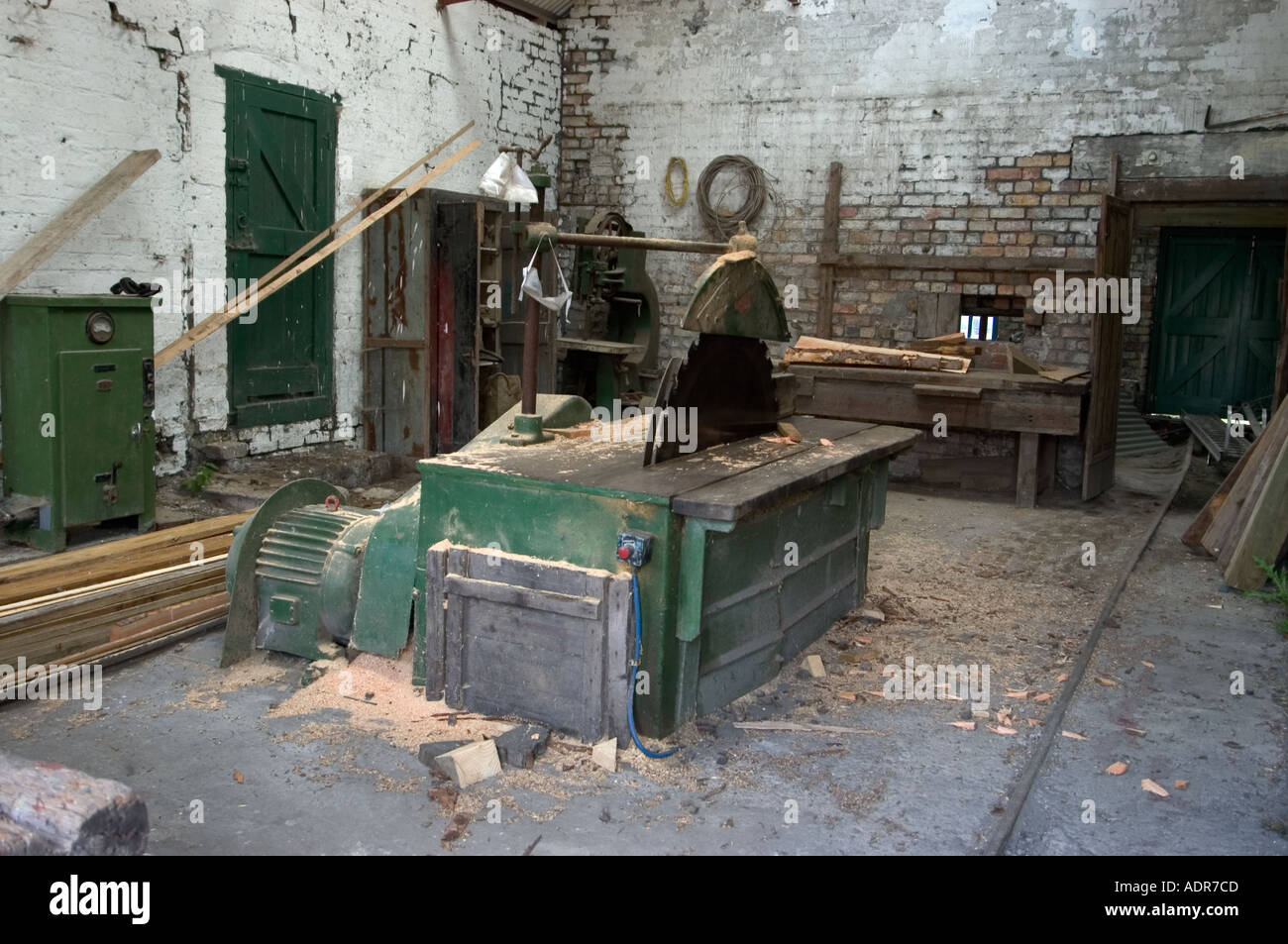 Sawmill in the Big Pit National Mining Museum, Torfaen, Blaenavon ...