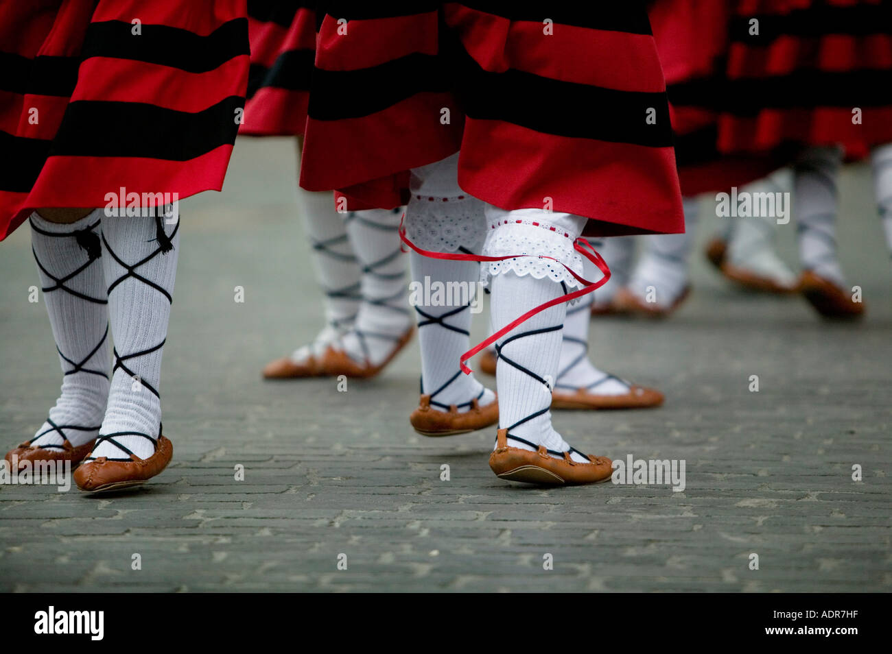 Female Basque teenagers perform traditional Basque folk dances Plaza ...