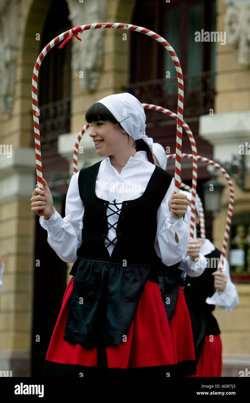 Basque teenage girls perform traditional Basque folk dances Plaza ...