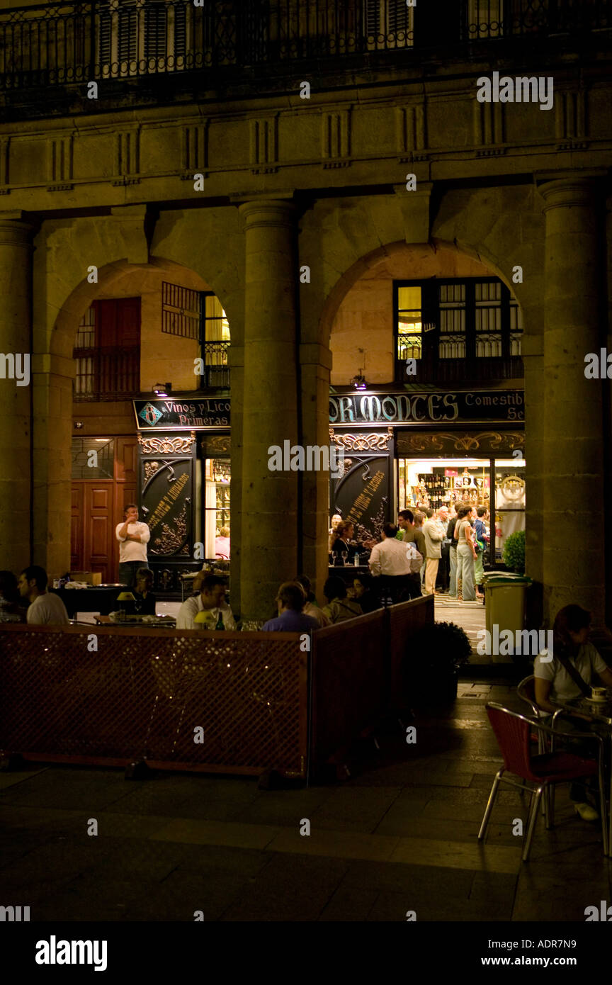 Basque people relaxing outside a bar in Plaza Nueva Bilbao Stock Photo ...