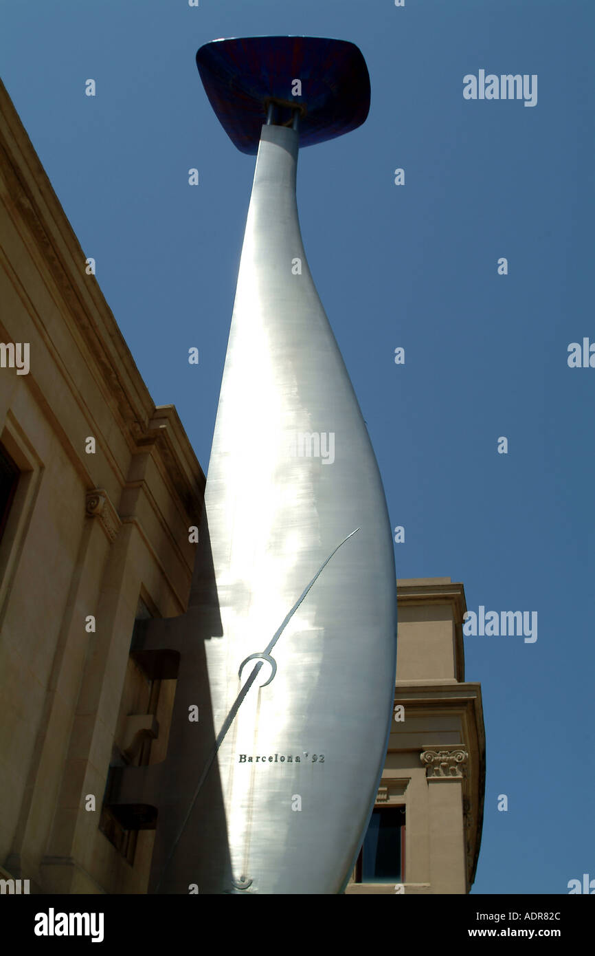 Olympic flame Olympic Stadium Barcelona Spain Stock Photo - Alamy