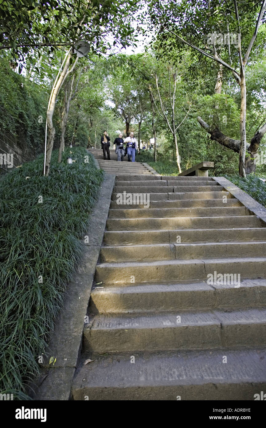 CHINA FENGDU Steep stairs up the hill at Fengdu First stop on the ...