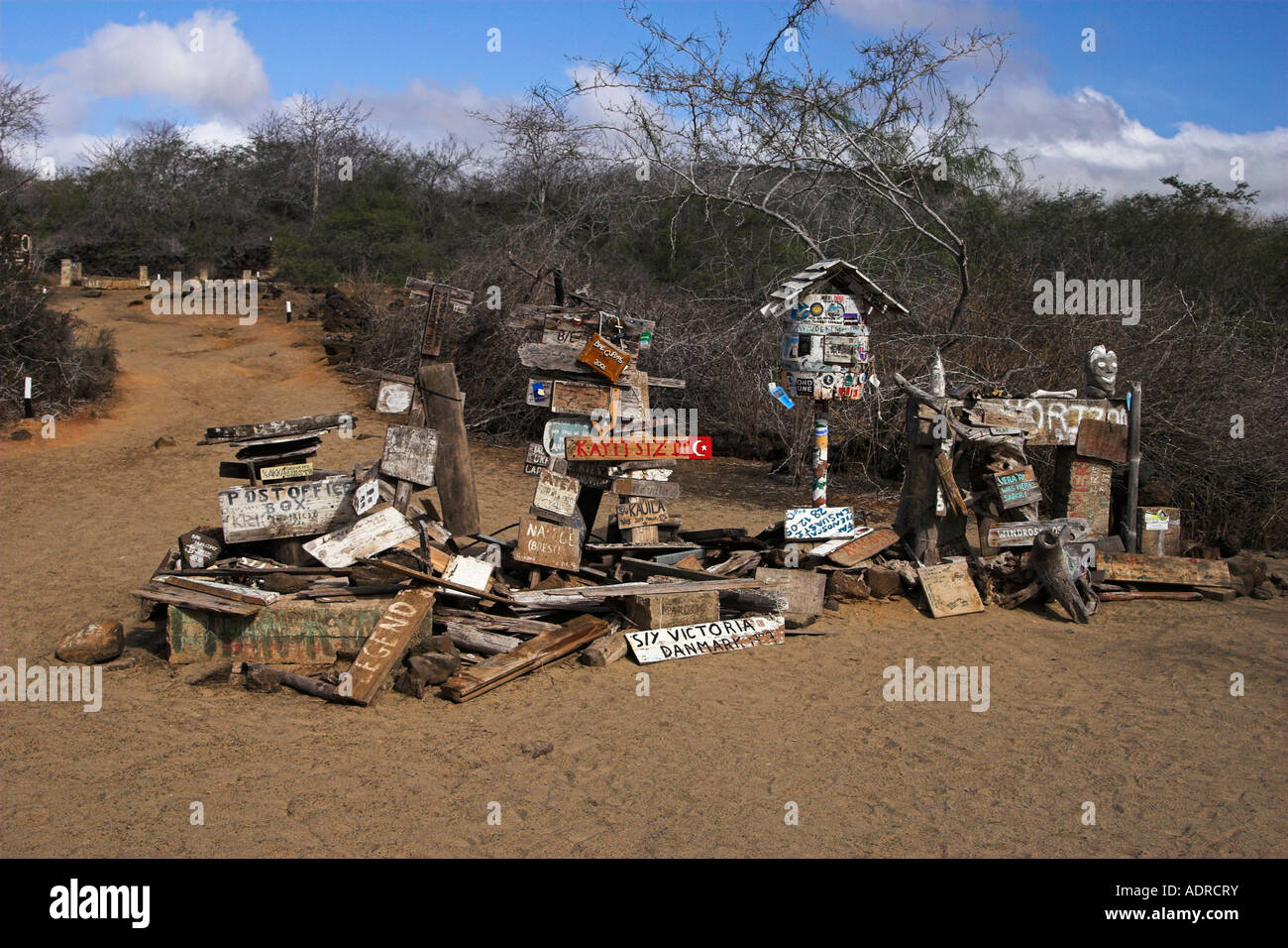 [Galapagos Islands] [Floreana Island] "Post Office Bay", historic site ...