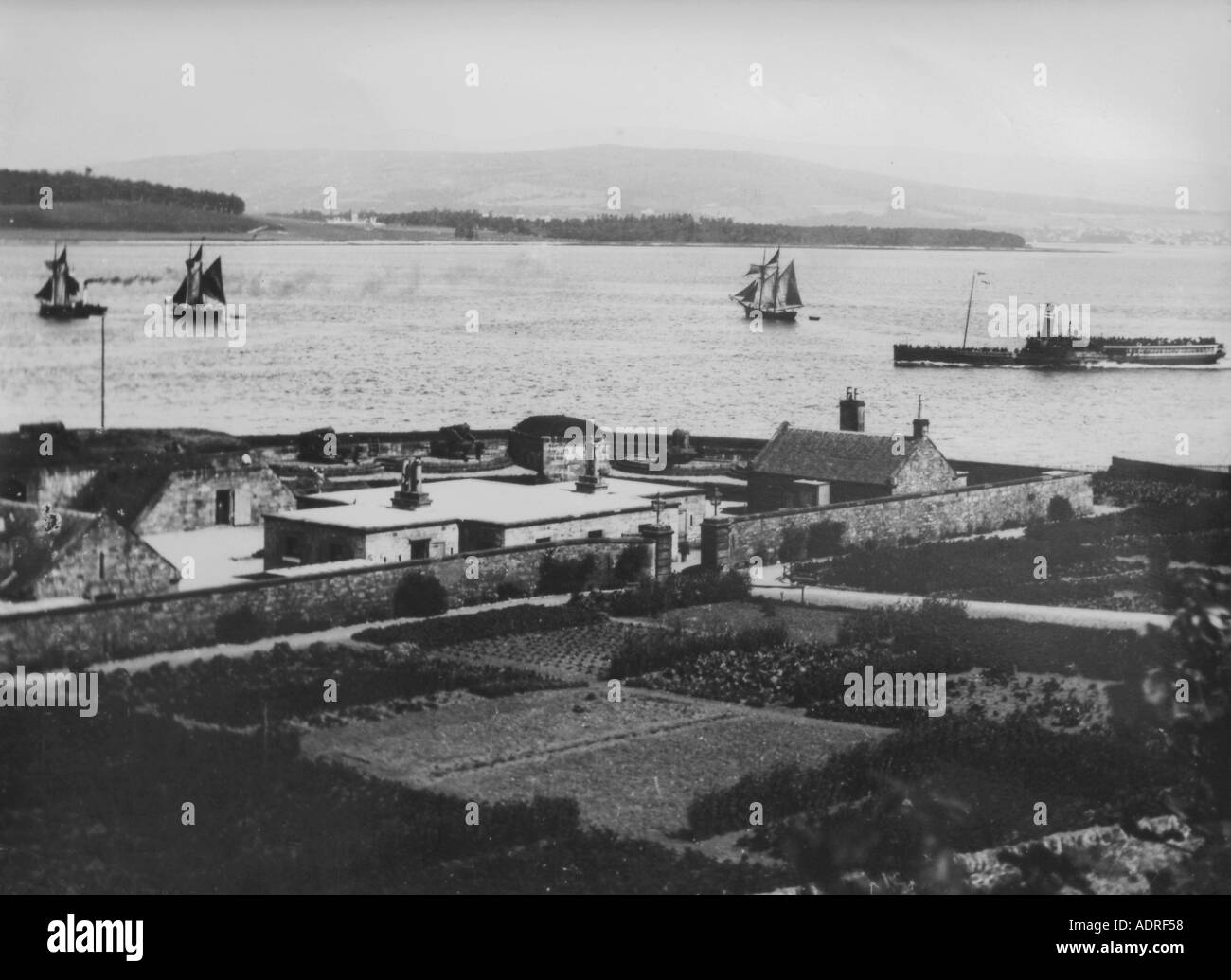 UK Scotland Greenock looking over Fort Matilda and the Firth of Clyde ...