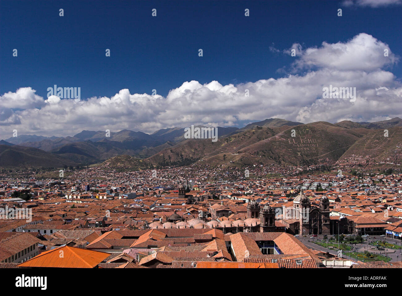 Cusco (Cuzco), Inca Capital City, aerial view over building roof Stock ...