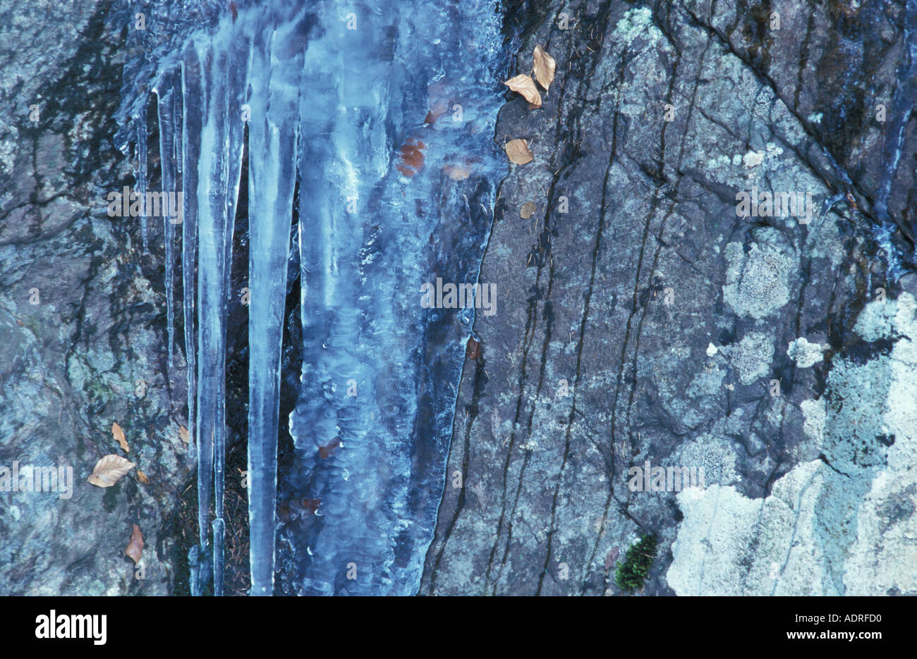 Ice formation in front of a cascade Stock Photo - Alamy