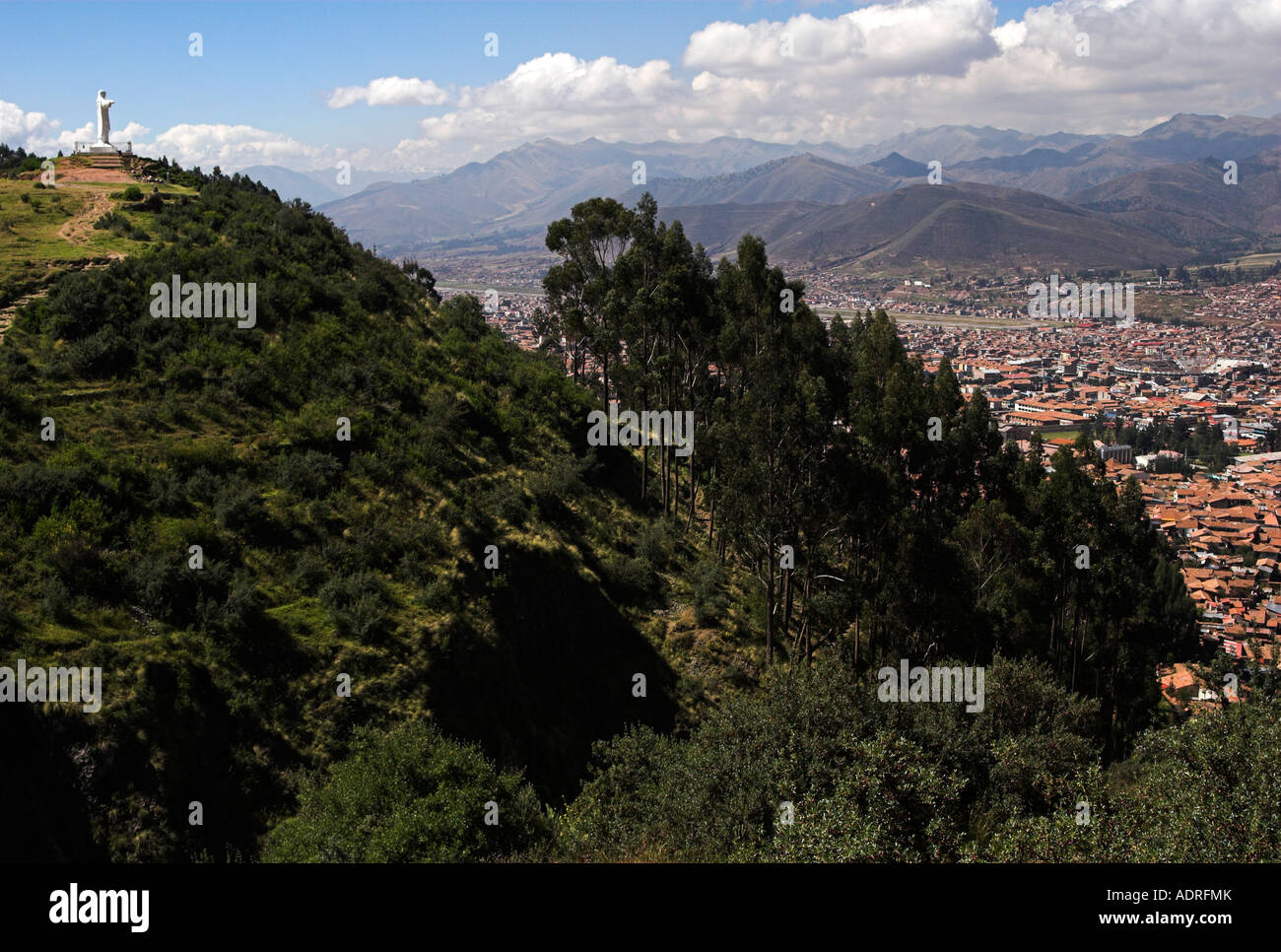 Hill top view above Cusco City, Peru, "South America Stock Photo - Alamy