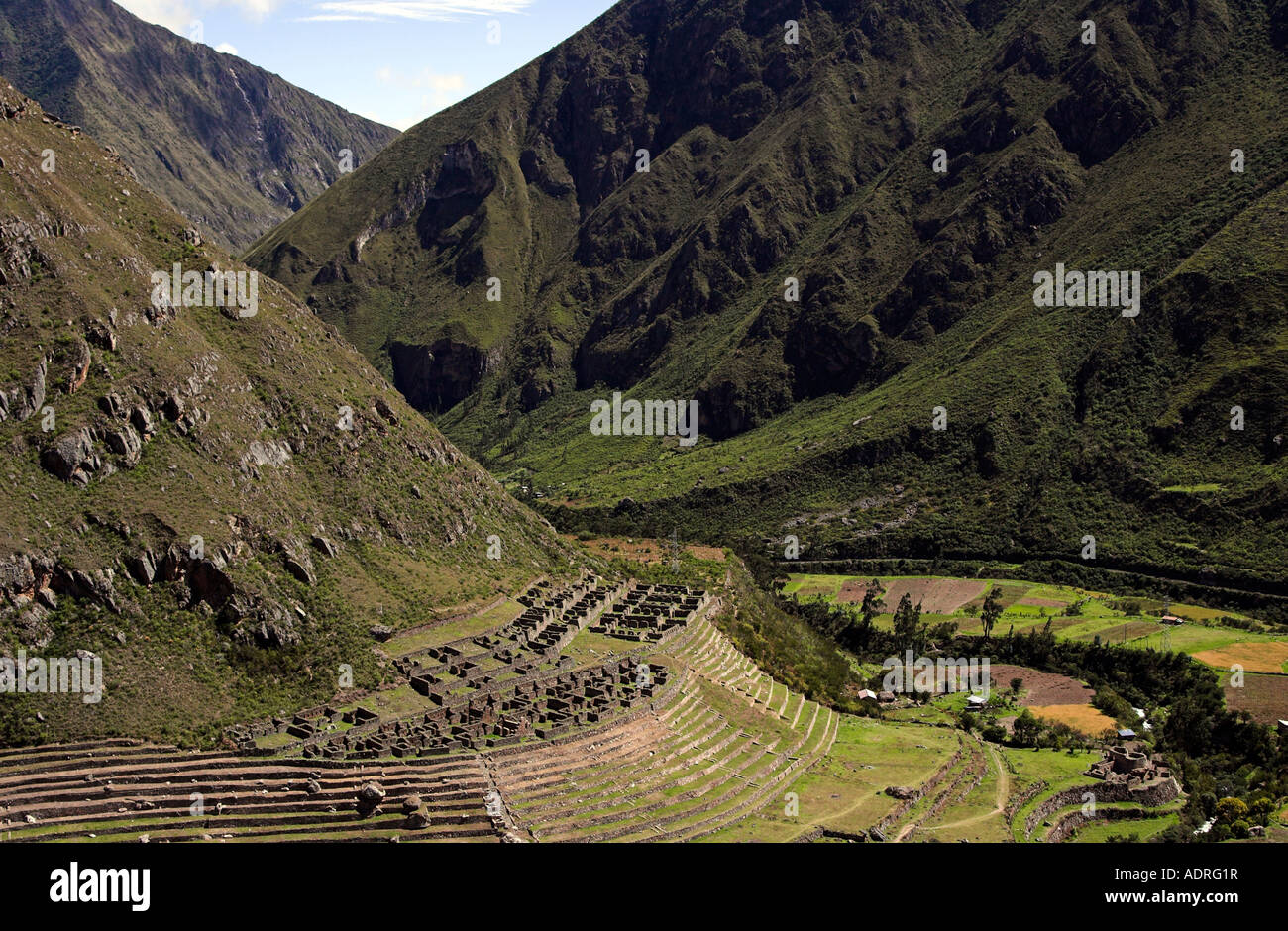 Patallacta or Llactapata, panoramic view over ancient Inca ruins, [Inca ...