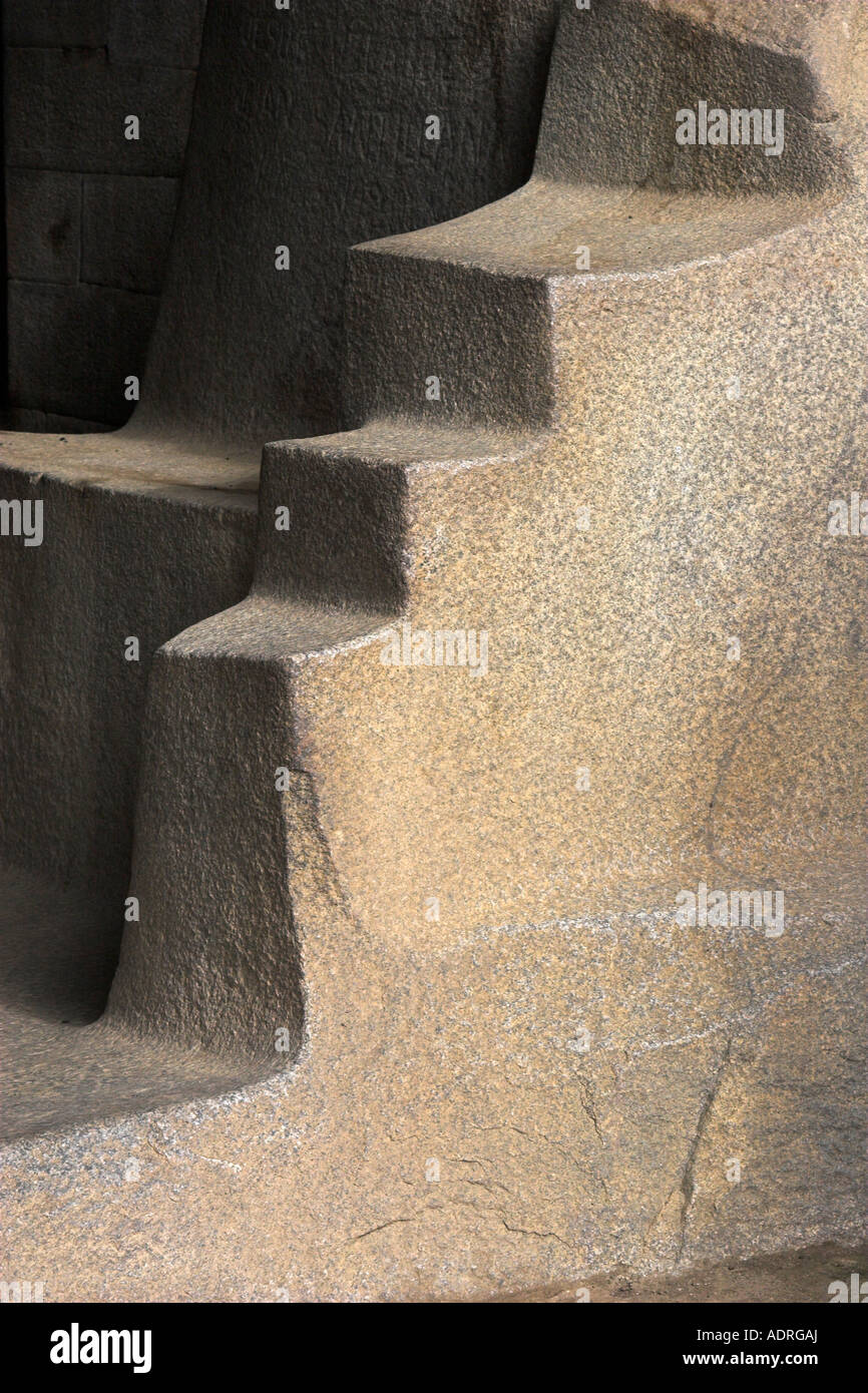 [Machu Picchu] [Royal Tomb] and Inca stone steps beneath the Torreon ...